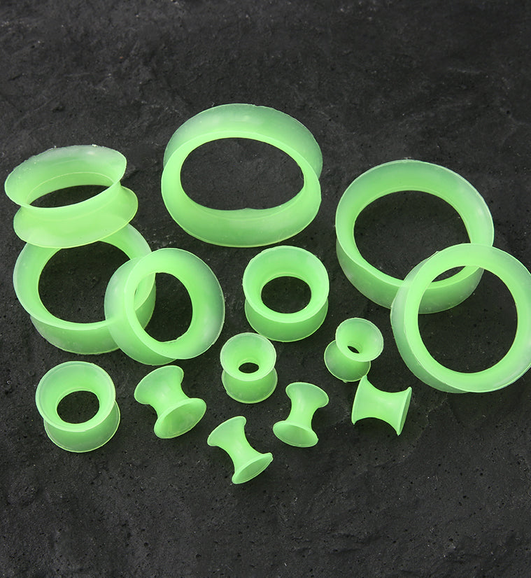 Green Metallic Silicone Ear Skins (6 Gauge - 2 Inch) | UrbanBodyJewelry.com