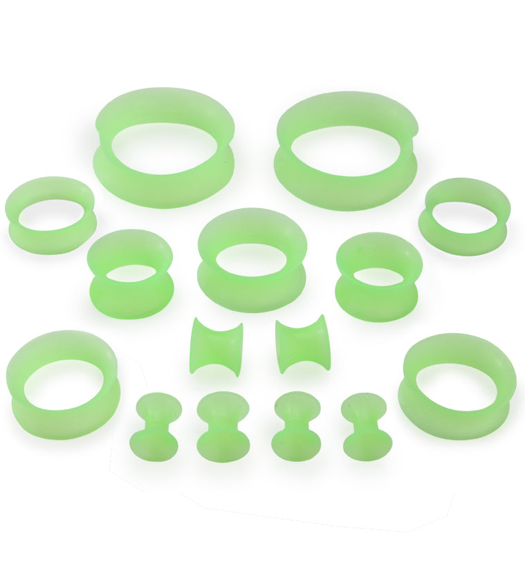 Green Metallic Silicone Ear Skins (6 Gauge - 2 Inch) | UrbanBodyJewelry.com