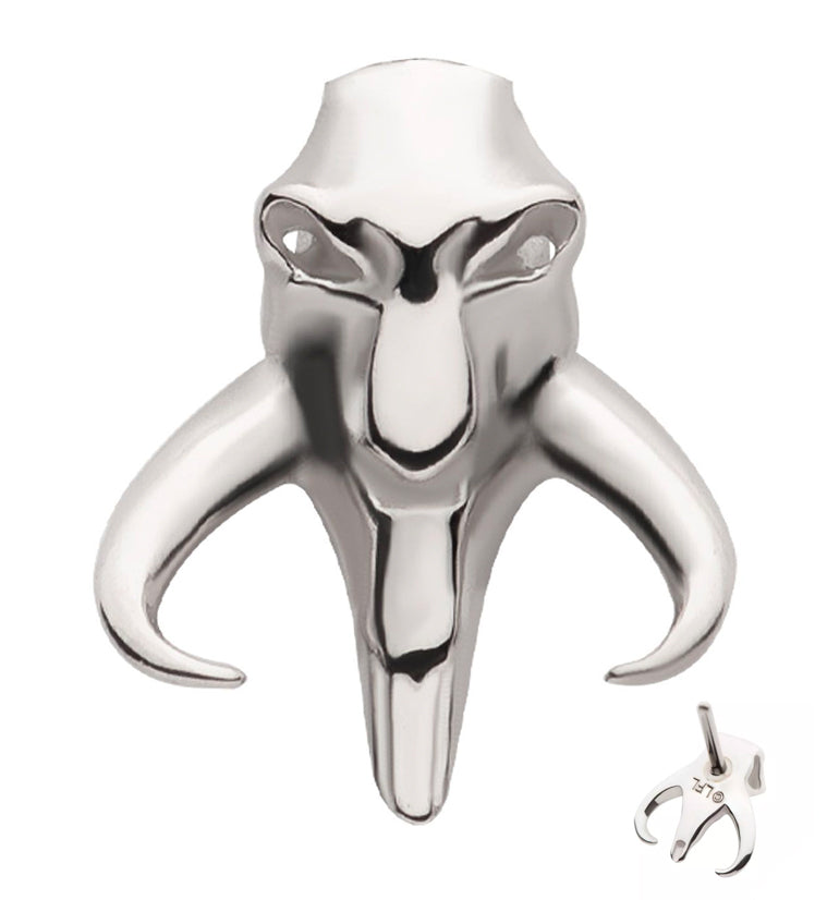 14kt White Gold Mandalorian Mythosaur Threadless Top | UrbanBodyJewelry.com