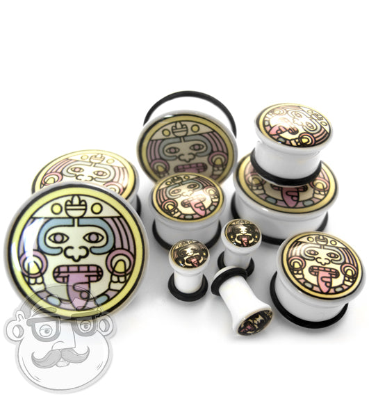 Mayan Plugs - Single Flare (6 Gauge - 1 Inch) | UrbanBodyJewelry.com