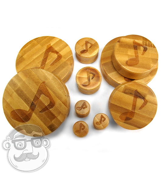 Engraved Music Note Bamboo Plugs (0 Gauge - 2 Inch) | UrbanBodyJewelry.com