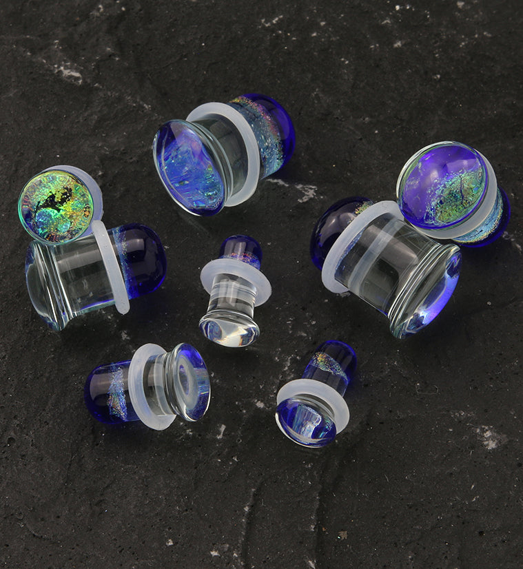 Nightfall Dichroic Glass Single Flare Plugs | UrbanBodyJewelry.com
