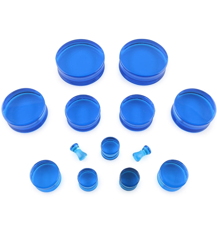 Ocean Blue Glass Plugs (8G - 1 & 1/2") | UrbanBodyJewelry.com