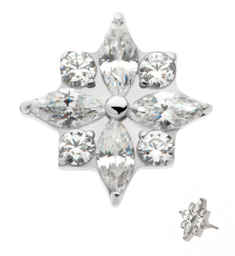 Octagram Star CZ Threadless Titanium Top | UrbanBodyJewelry.com