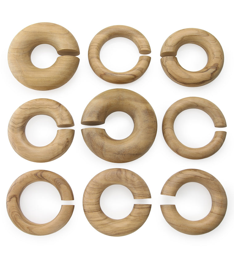 Olive Wood Round Hoop Hangers | UrbanBodyJewelry.com