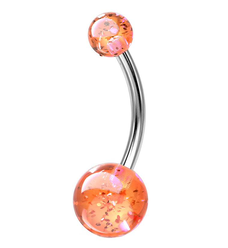 Orange UV Glitter Ball Belly Button Ring | UrbanBodyJewelry.com