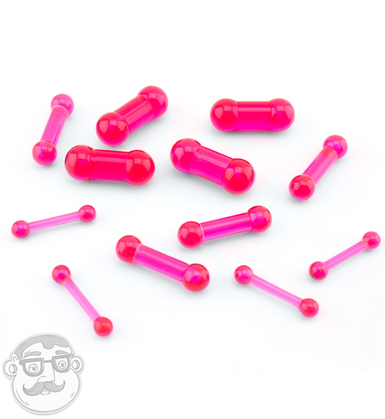 Pink Acrylic Barbell (10 Gauge - 00 Gauge) | UrbanBodyJewelry.com