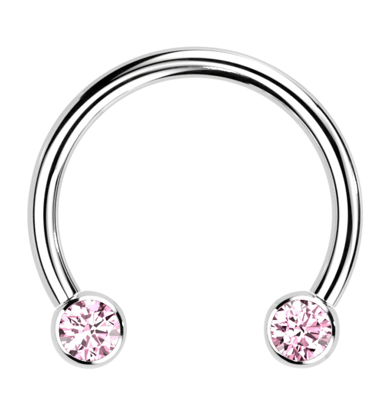Pink CZ Threadless Titanium Circular Barbell | UrbanBodyJewelry.com