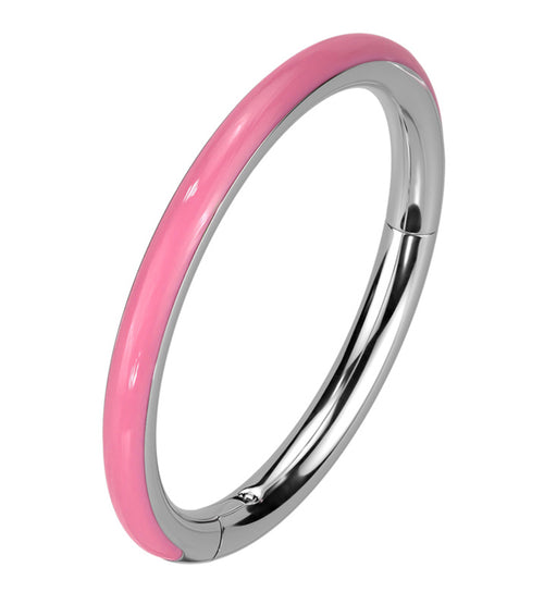 Pink Glow In The Dark Side Facing Titanium Hinged Segment Ring