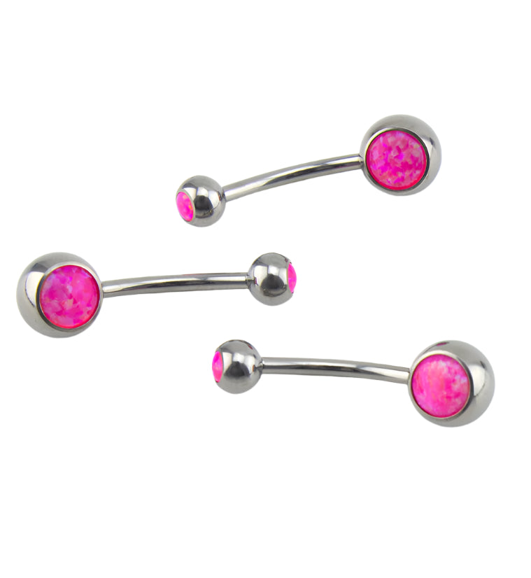 Hot Pink Opalite Titanium Belly Button Rings | UrbanBodyJewelry.com