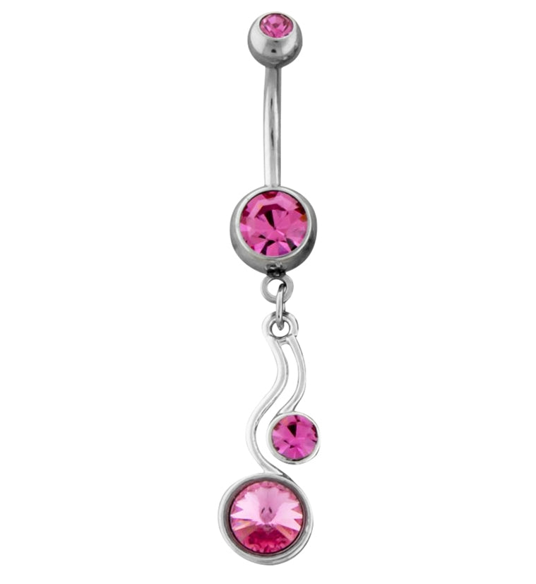 Pink Swirly Gem Belly Button Ring | UrbanBodyJewelry.com