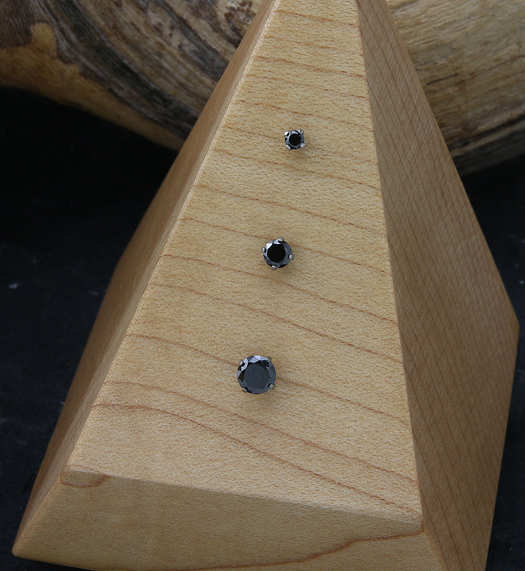 Prong Set Black CZ Threadless Titanium Top | UrbanBodyJewelry.com