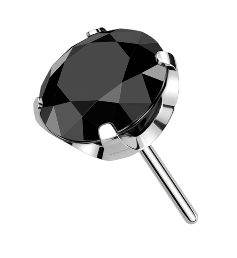 Prong Set Black CZ Threadless Titanium Top