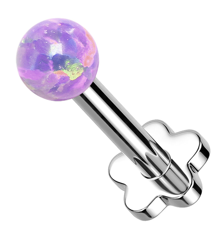Purple Opalite Ball Titanium Threadless Labret | UrbanBodyJewelry.com