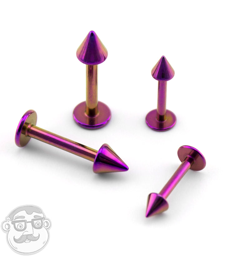 Purple PVD Spike Labret Flatback | UrbanBodyJewelry.com