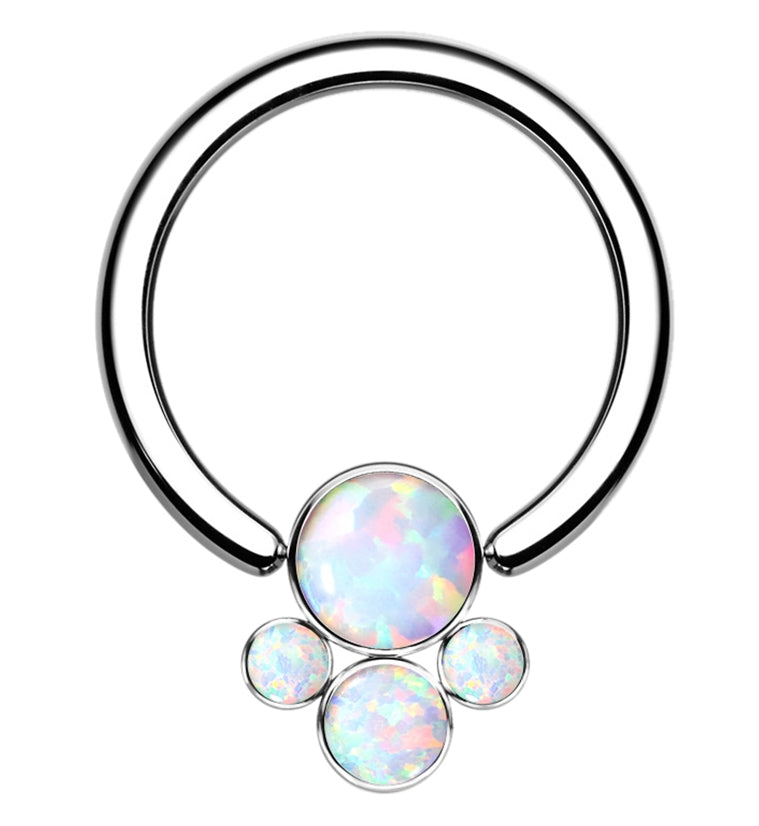 White Opalite Cluster Titanium Captive Ring | UrbanBodyJewelry.com