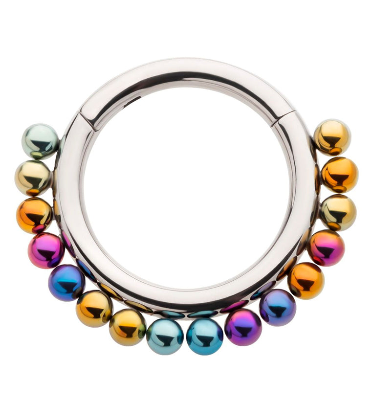 Rainbow Anodized Bead Titanium Hinged Segment Ring | UrbanBodyJewelry.com