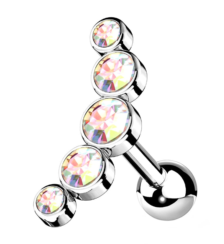 16G Rainbow Aurora Arc Gem Cartilage Barbell | UrbanBodyJewelry.com
