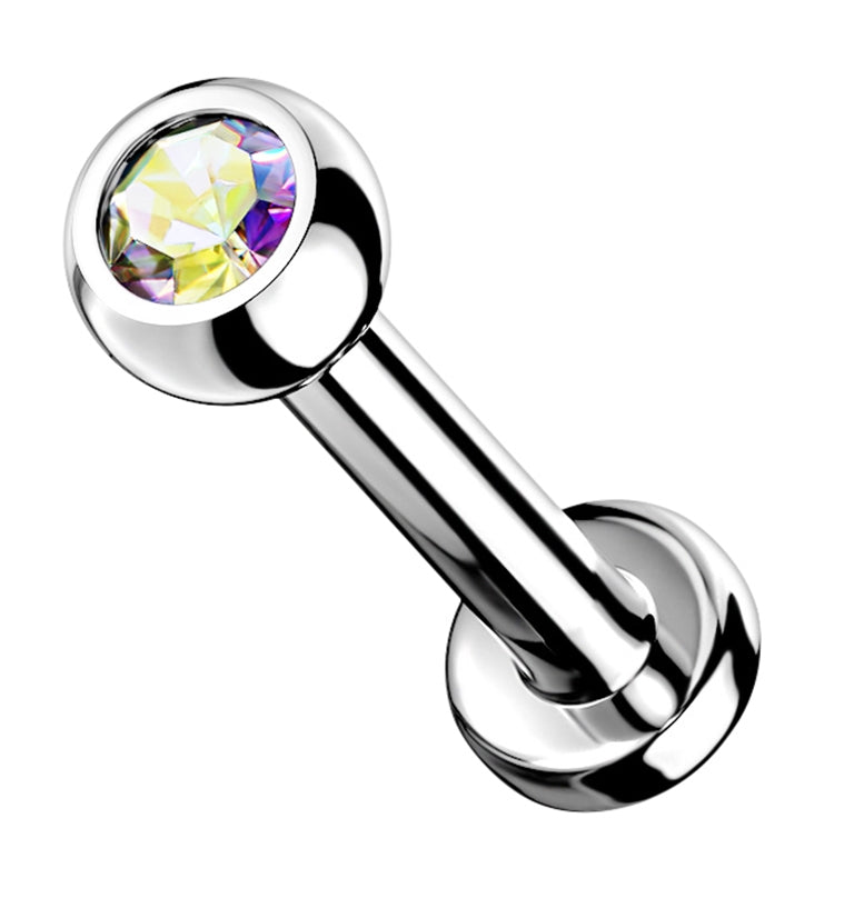 Rainbow Aurora Titanium Internally Threaded Labret | UrbanBodyJewelry.com
