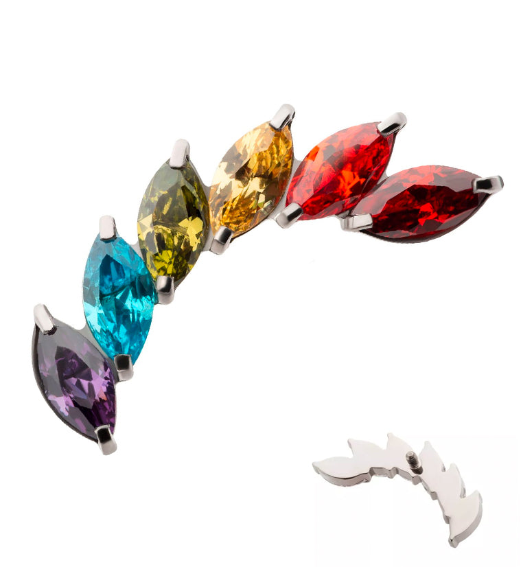 Long Cascade Rainbow CZ Titanium Internally Threaded Top ...