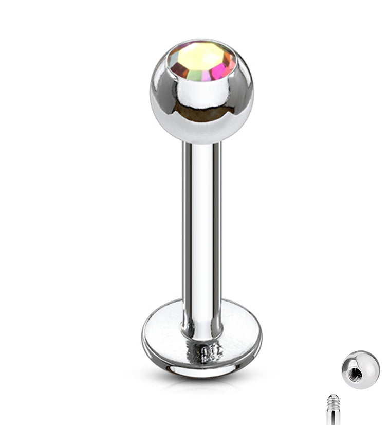 Rainbow Aurora CZ Labret Post | UrbanBodyJewelry.com