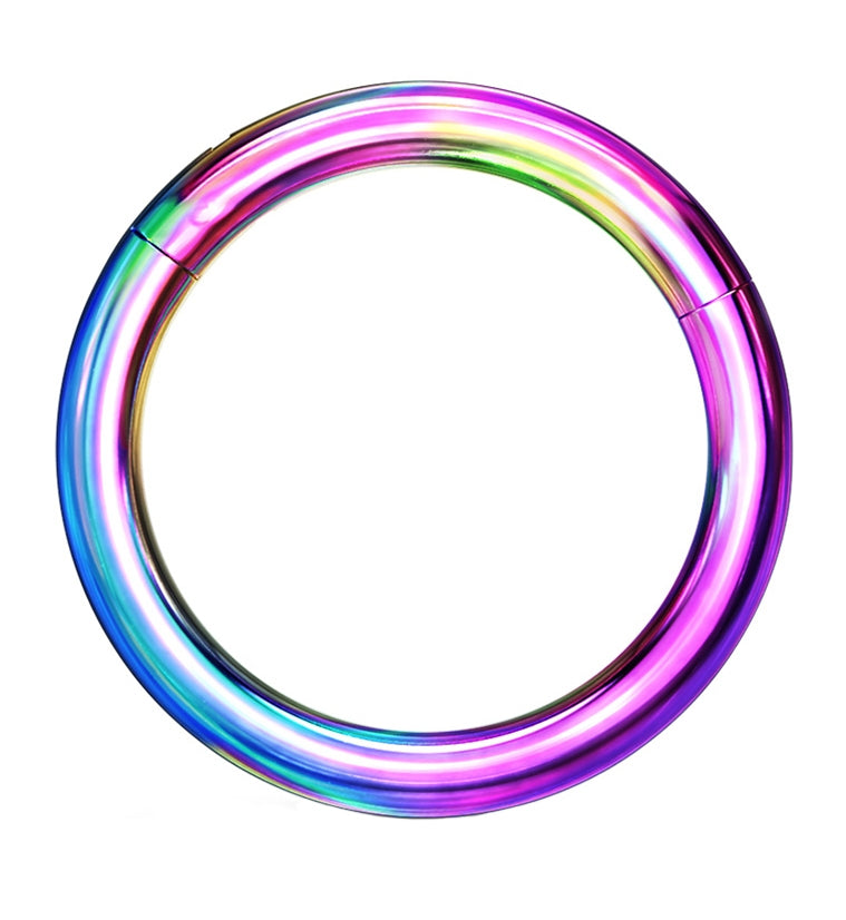 Rainbow Titanium Hinged Segment Ring | UrbanBodyJewelry.com