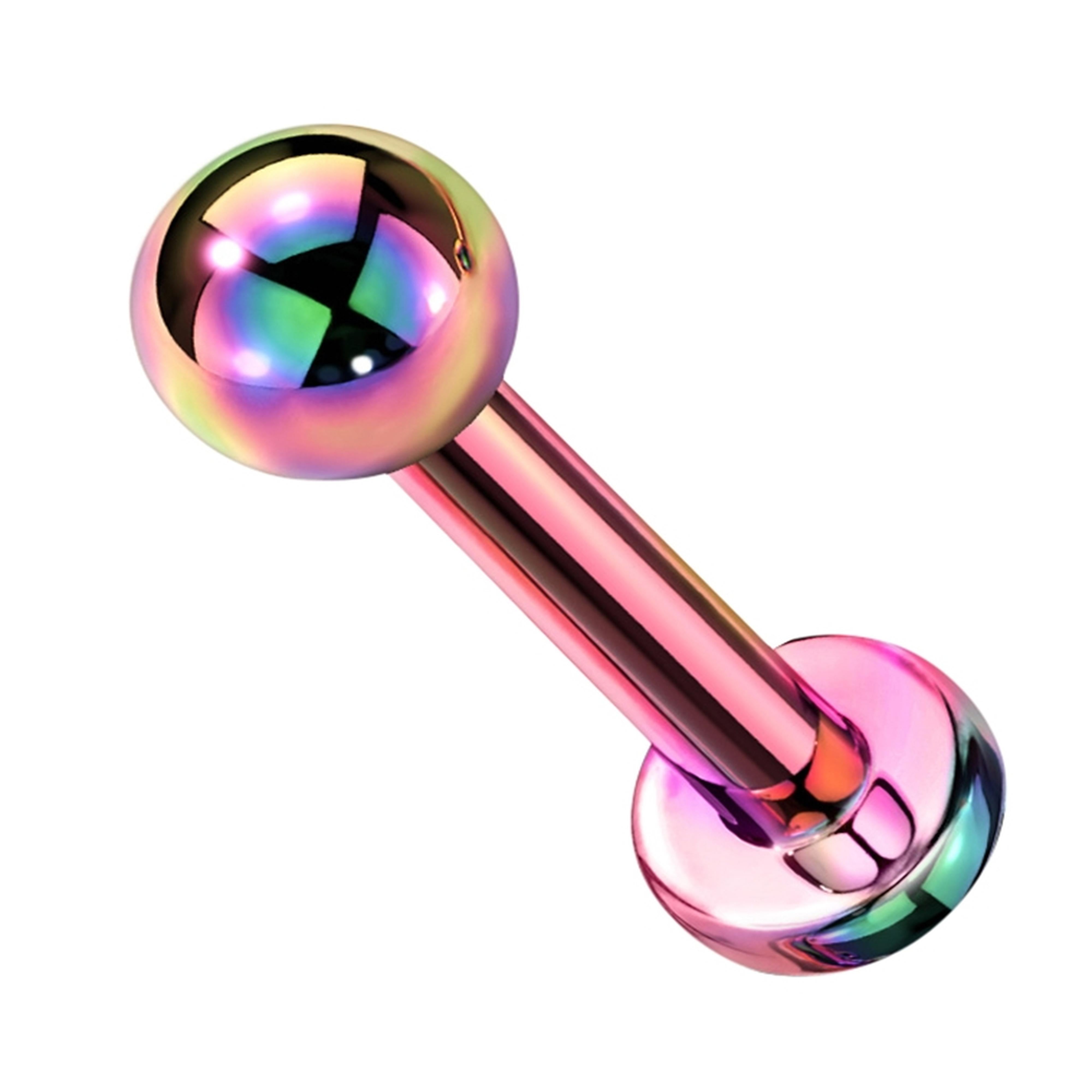 16G Rainbow PVD Titanium Labret - External Threading | UrbanBodyJewelry.com