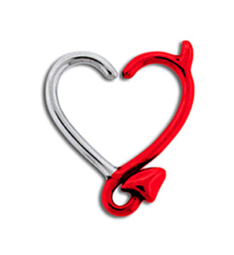 16G Red Devil Heart Daith Ring | UrbanBodyJewelry.com