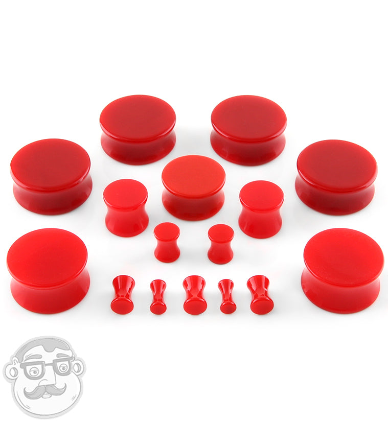 Red Double Flare Solid Plugs (2 Gauge - 1 Inch) | UrbanBodyJewelry.com