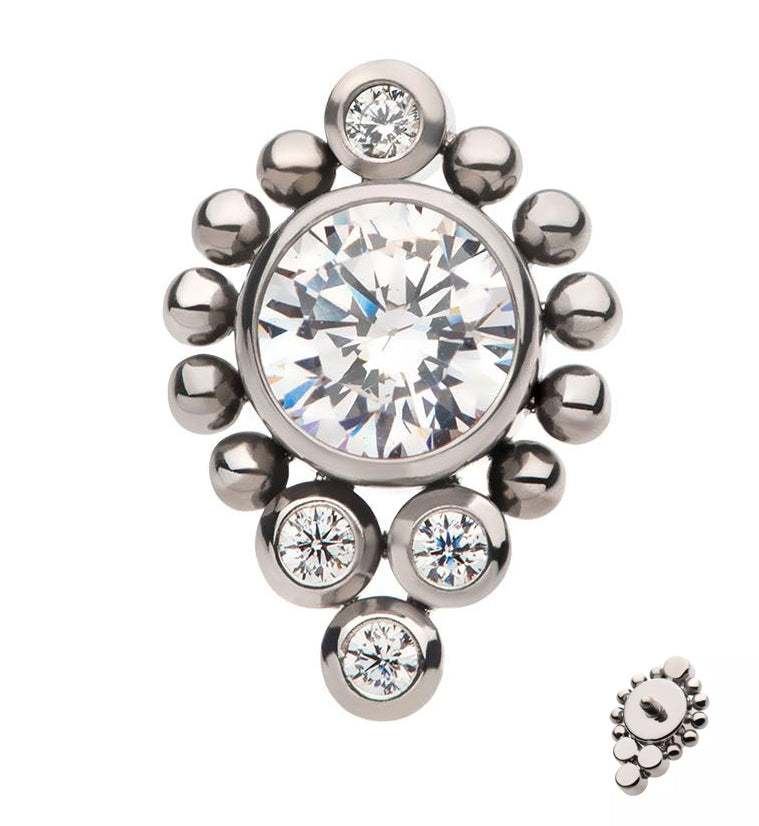 Regal Clear CZ Titanium Internally Threaded Top | UrbanBodyJewelry.com