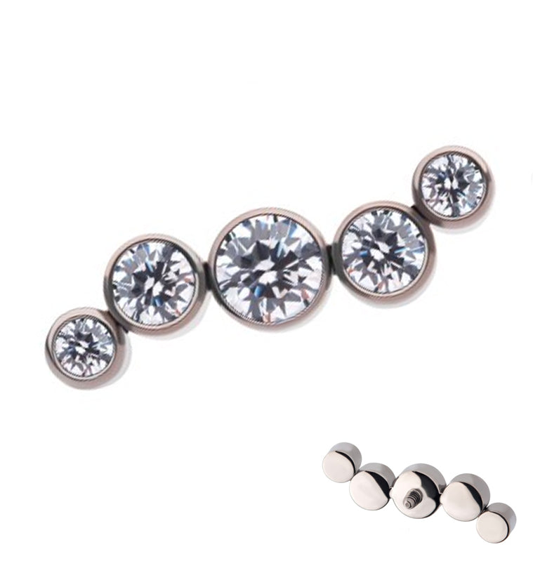 Ripple CZ Internally Threaded Titanium Top | UrbanBodyJewelry.com