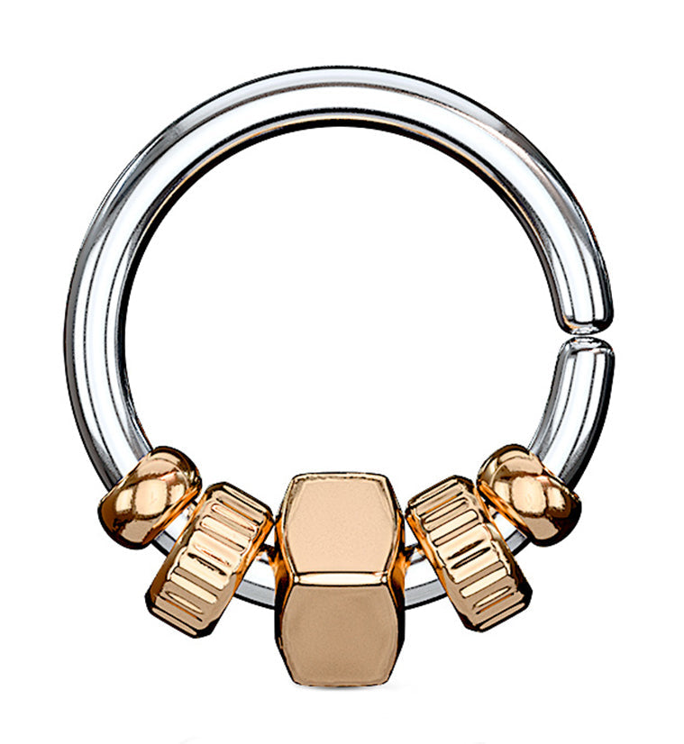 Rose Gold Removable Bolt Annealed Seamless Ring | UrbanBodyJewelry.com