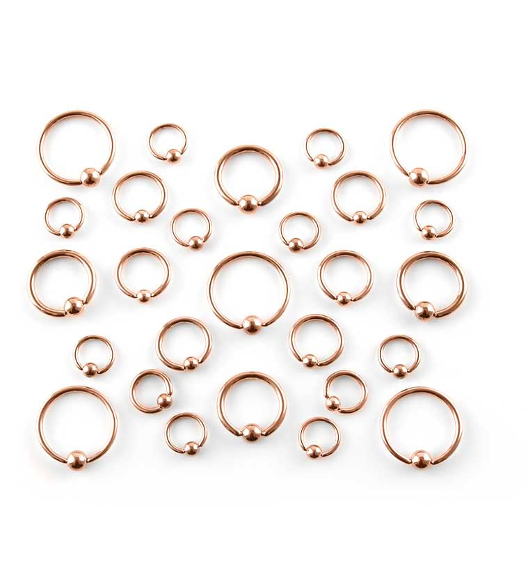 Rose Gold Plated Steel Captive Rings (16 Gauge - 14 Gauge ...