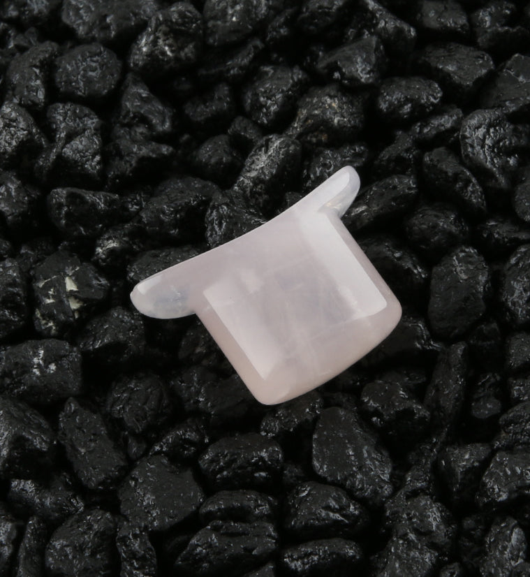 Rose Quartz Stone Oval Labret Plug | UrbanBodyJewelry.com