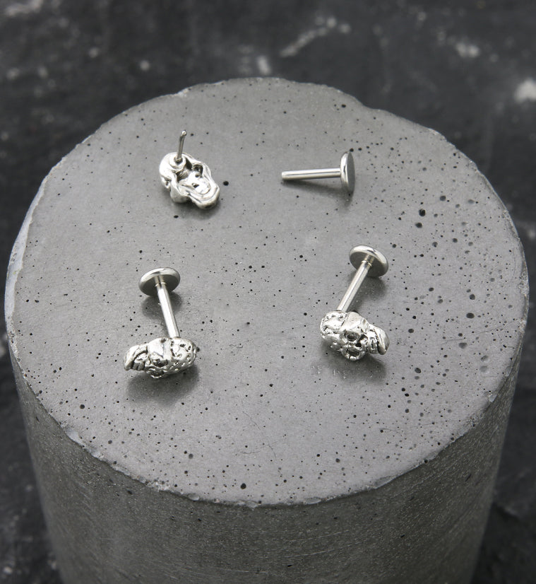 Rugged Skull Stainless Steel Threadless Labret | UrbanBodyJewelry.com