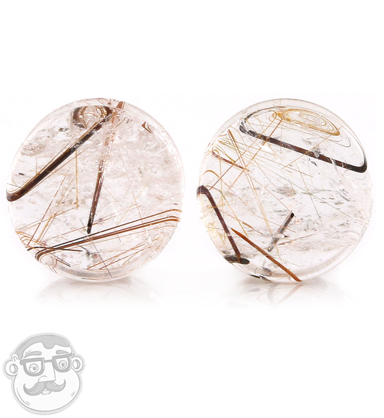 Rutilated Quartz Stone Plugs 5/8" (16mm) Version 9 | UrbanBodyJewelry.com