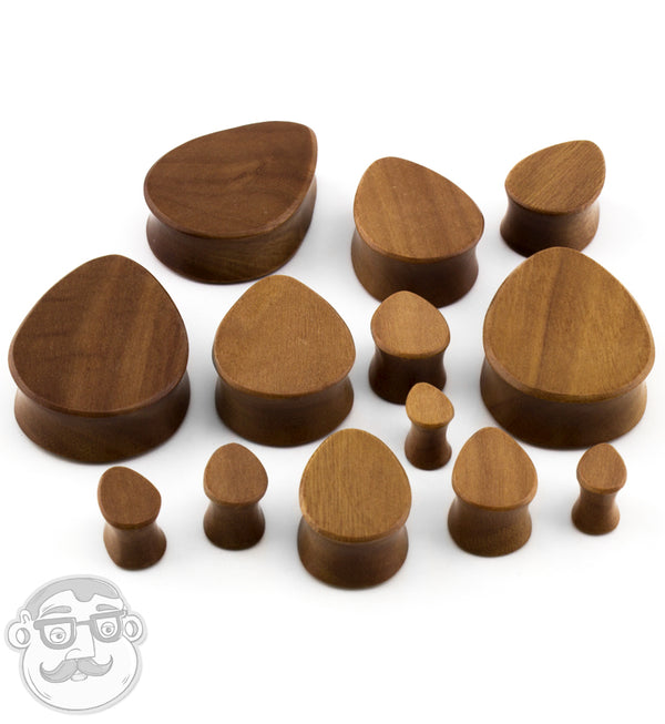 Saba Wood Teardrop Plugs (0 Gauge up to 3 Inch) | UrbanBodyJewelry.com