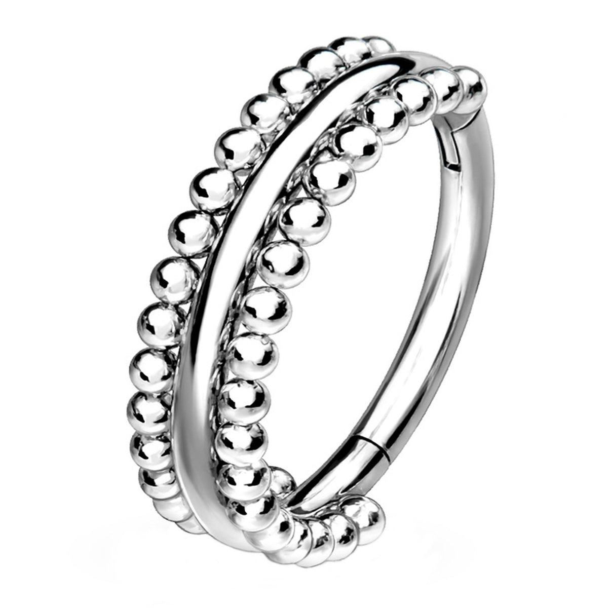 Double Sided Bead Hinged Segment Ring | UrbanBodyJewelry.com