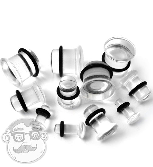 Clear Glass Plugs | Single Flares | UrbanBodyJewelry.com