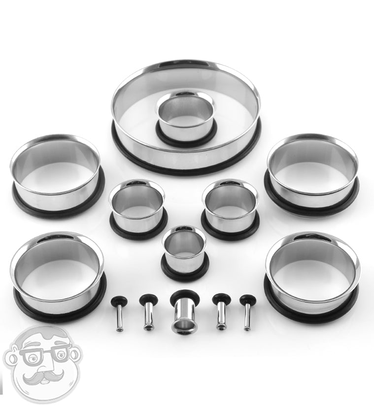 Stainless Steel Ear Tunnels Plugs (14 Gauge - 2 Inch ...