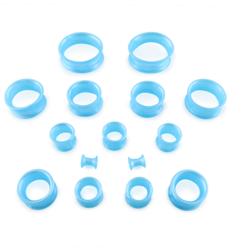 Sky Blue Metallic Ear Skins (6 Gauge - 1 Inch) | UrbanBodyJewelry.com