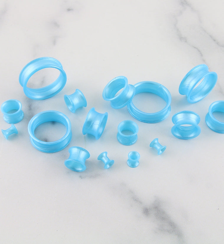 Sky Blue Metallic Ear Skins (6 Gauge - 1 Inch) | UrbanBodyJewelry.com