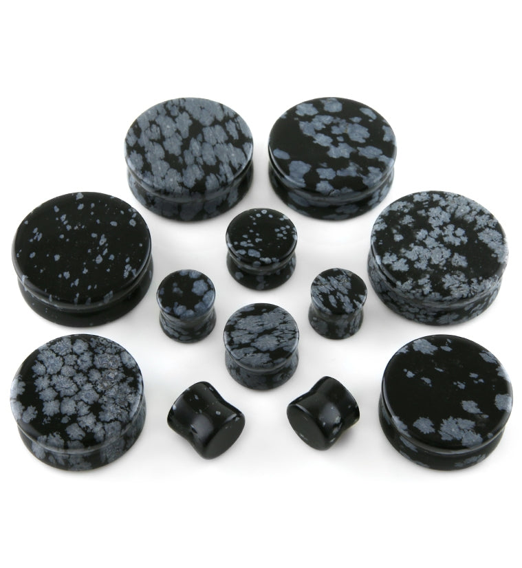 Snowflake Obsidian Stone Plugs (8 Gauge - 1 Inch) | UrbanBodyJewelry.com