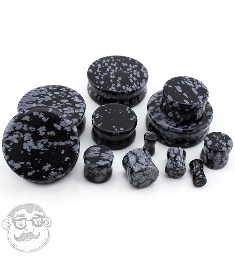 Snowflake Obsidian Stone Plugs (8 Gauge - 1 Inch) | UrbanBodyJewelry.com