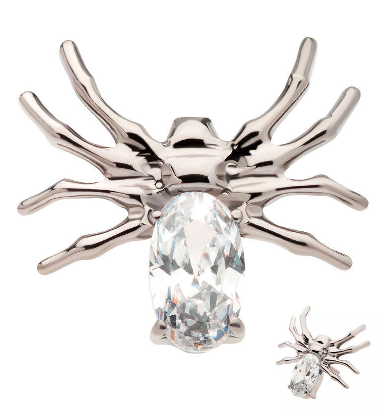 Spider Clear CZ Threadless Titanium Top | UrbanBodyJewelry.com