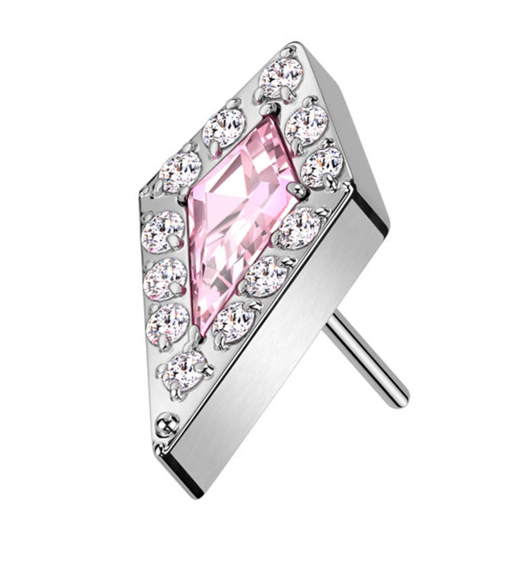 Spire Pink CZ Threadless Titanium Top | UrbanBodyJewelry.com