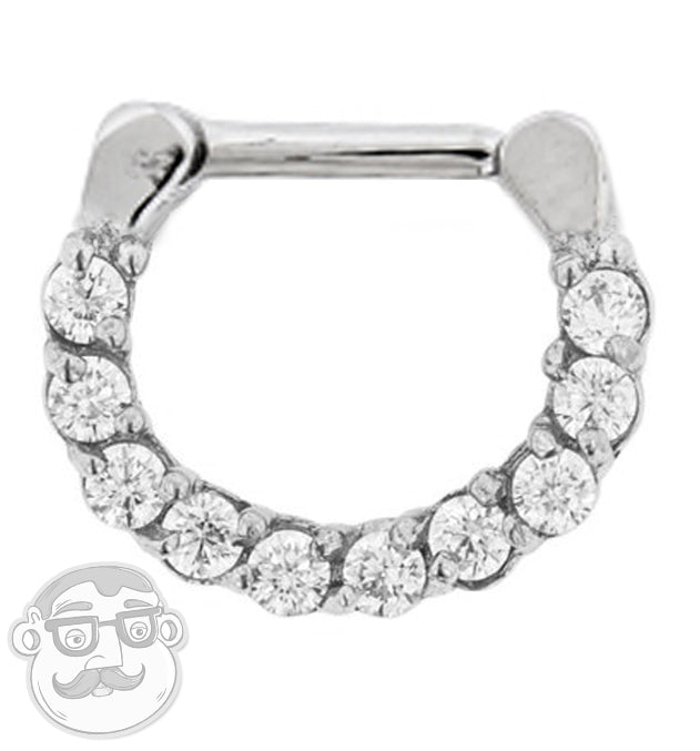 16G Stainless Steel CZ Rim Septum Clicker | UrbanBodyJewelry.com