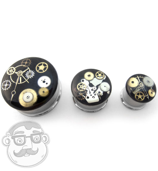 Stainless Steel Steampunk Plugs (1/2" - 1 Inch) | UrbanBodyJewelry.com