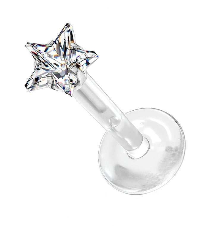 16G Star CZ Bioflex Labret Post