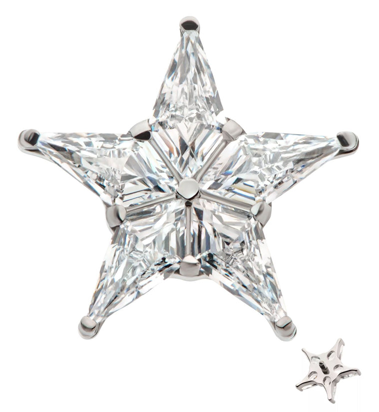 Star Flower Clear CZ Internally Threaded Titanium Top ...